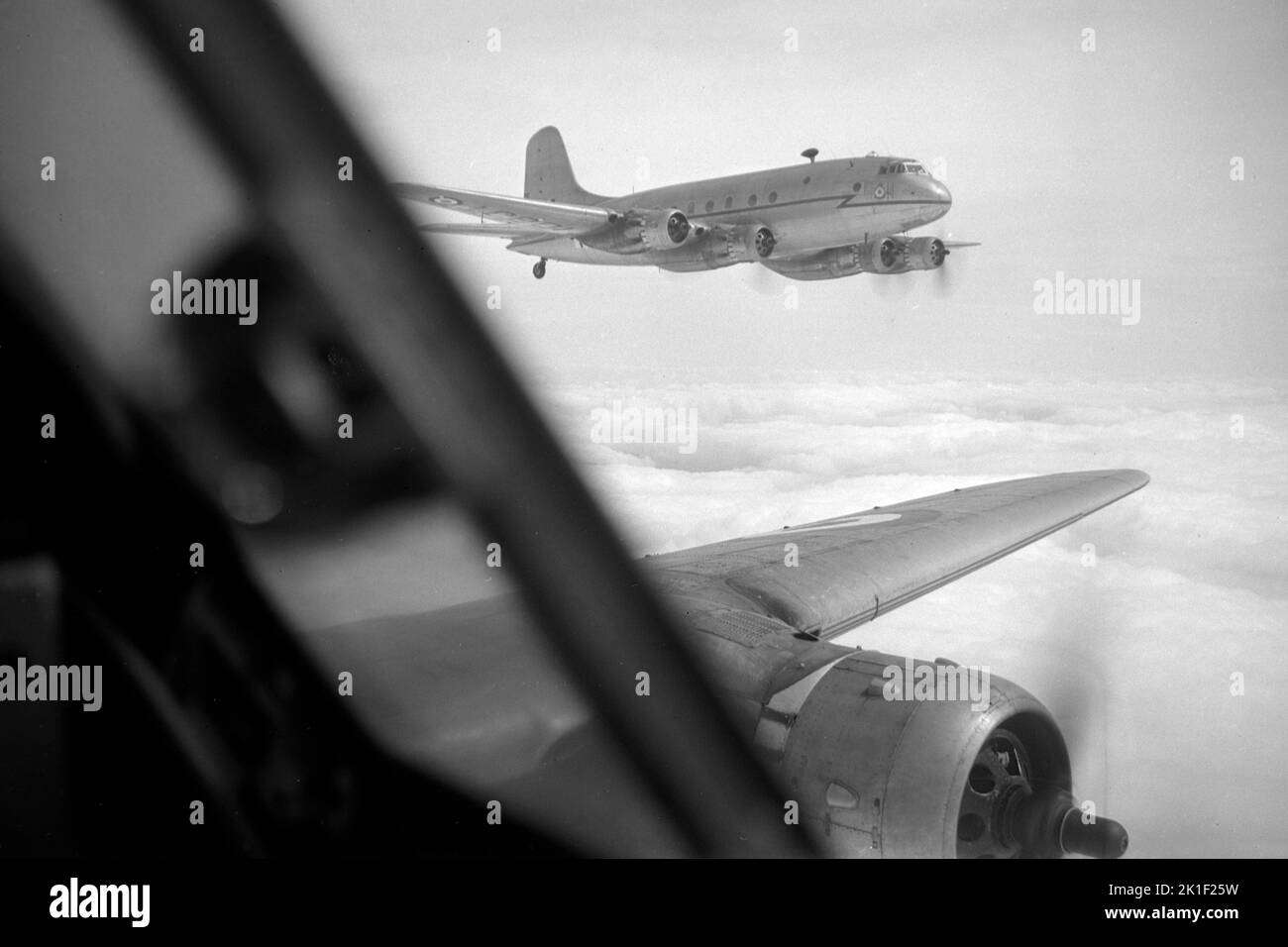 Cockpit view of a Handley Page Hastings HP 67 aircraft, Royal Air Force ...
