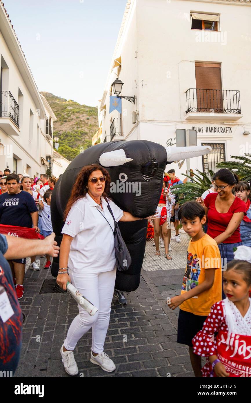 Animal friendly Running of the bulls, with inflatable bulls, in the ...