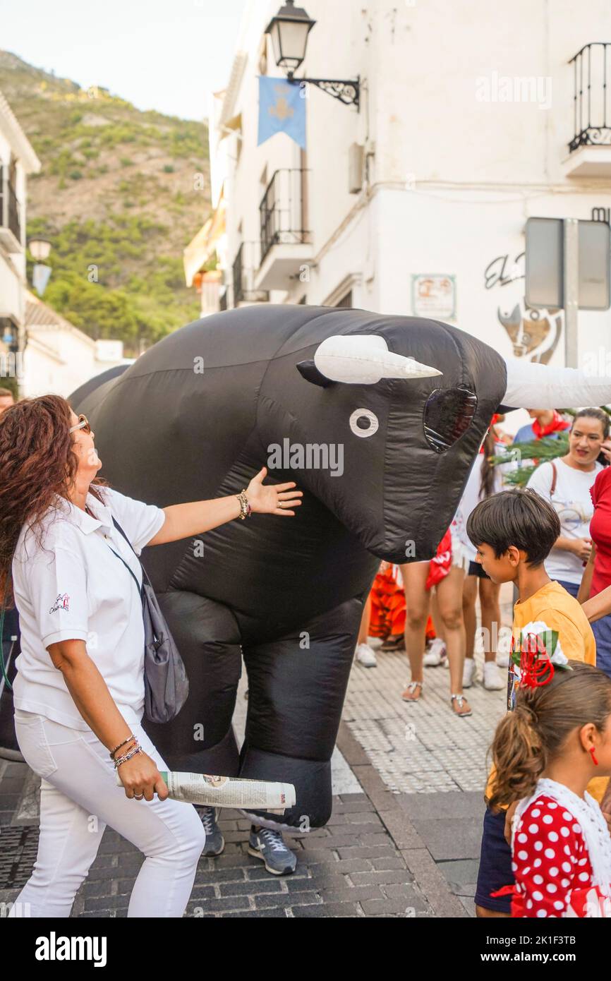 Animal friendly Running of the bulls, with inflatable bulls, in the ...