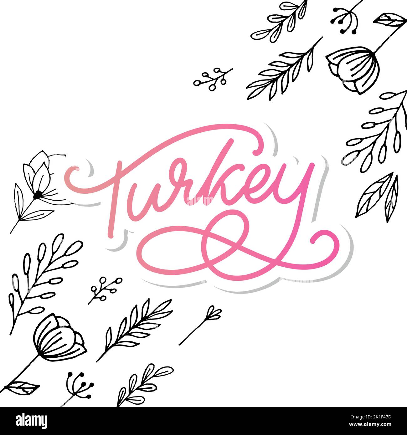 Turkey Lettering. Handwritten name of the country. Vector design ...