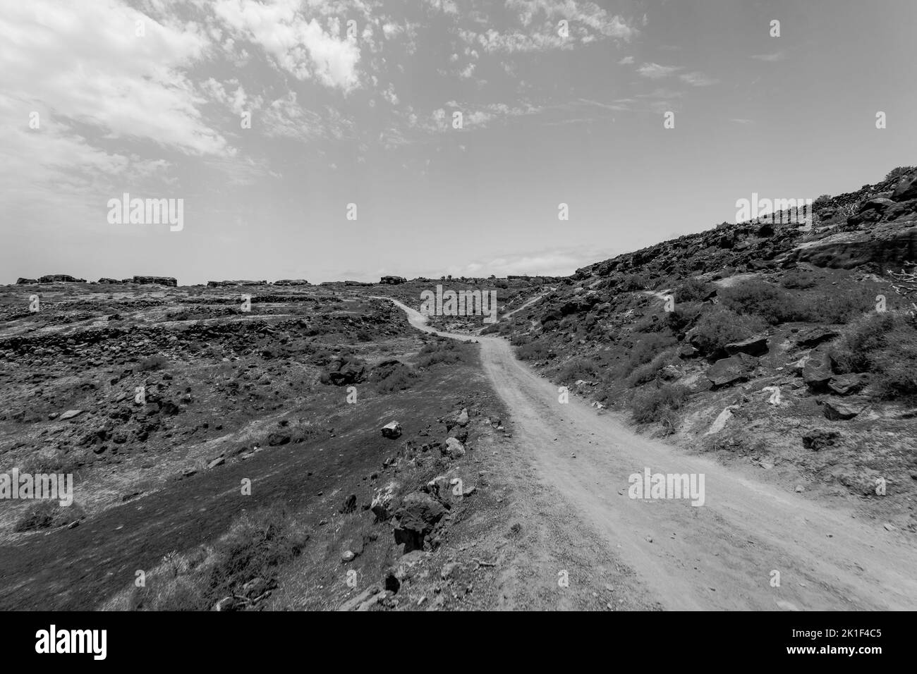 Typical natural landscape of Lanzarote. A place called Stratified City ...