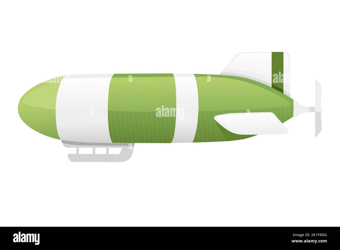 Commercial airship green color rigid airship vector illustration ...