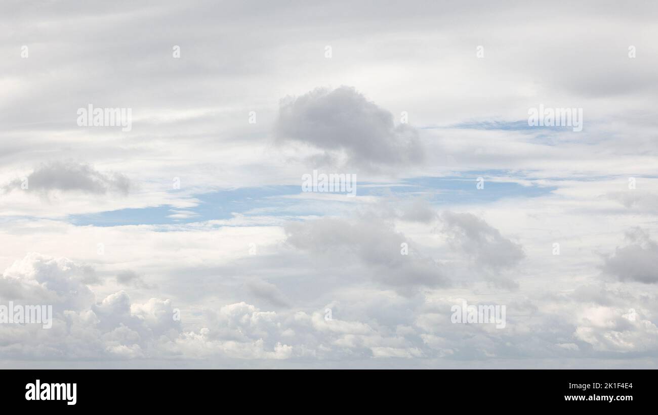Grey and white cloud formations seen in the sky on the south coast of ...