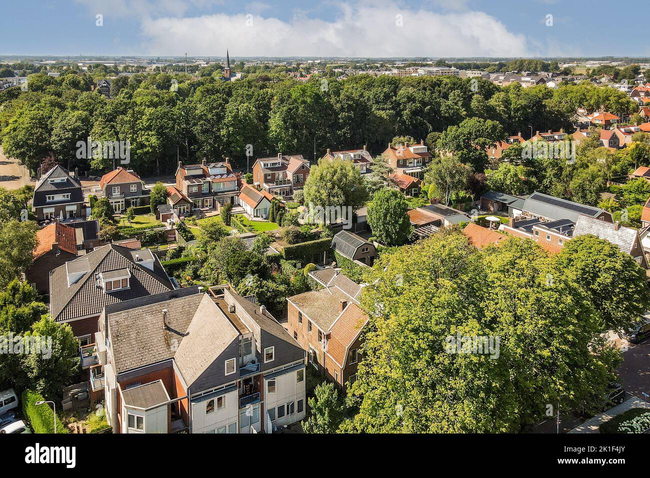 Panoramic view of high rise buildings and trees from height Stock Photo ...