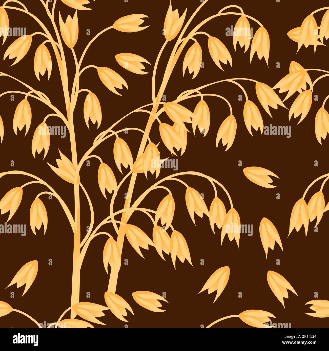 Seamless pattern Oat agriculture plant with ears grain vector ...