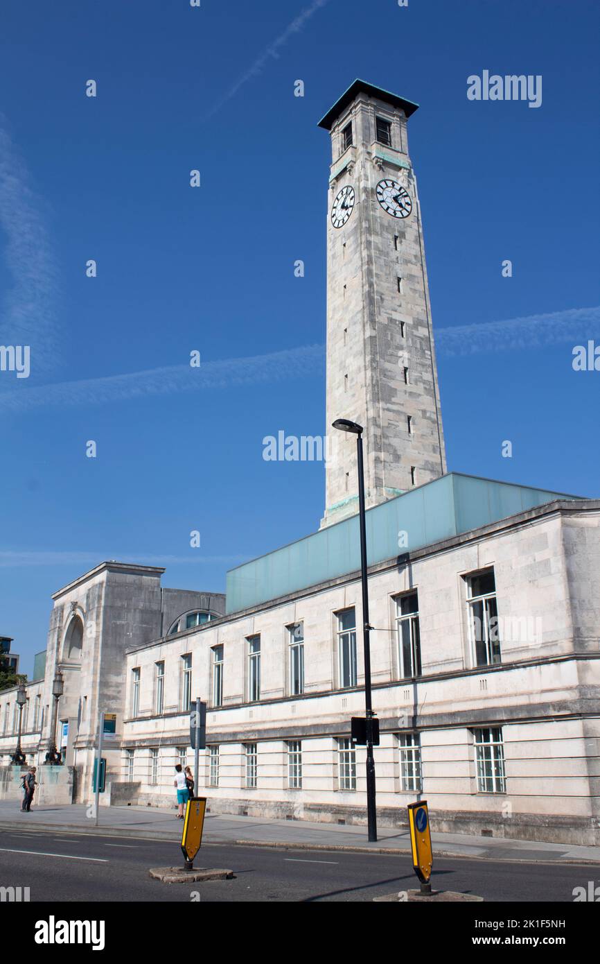 The clock tower of the SeaCity Museum, Havelock Road, Southampton ...