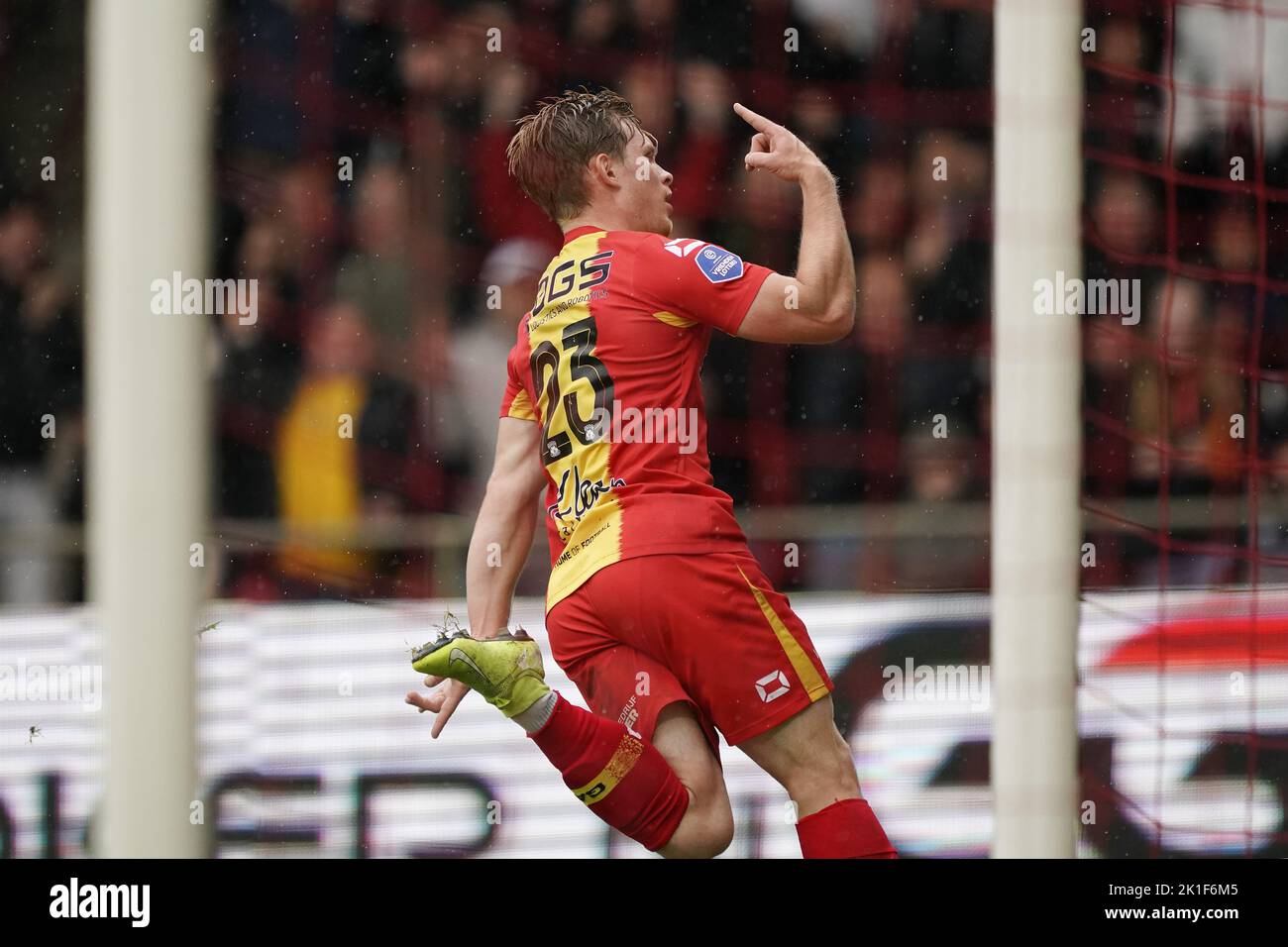 DEVENTER - Oliver Edvardsen of Go Ahead Eagles 1-0 during the Dutch ...