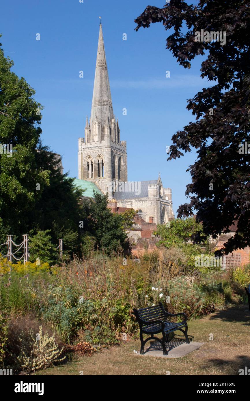 Chichester cathedral from the Bishops Palace gardens, Chichester ...