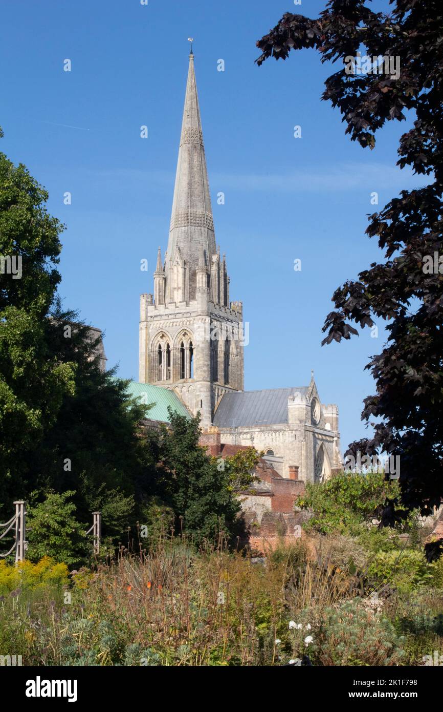 Chichester cathedral from the Bishops Palace gardens, Chichester ...