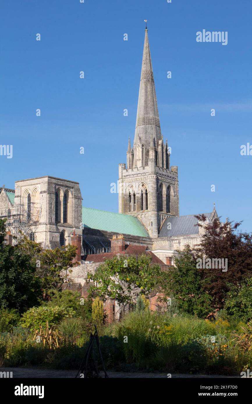 Chichester cathedral from the Bishops Palace gardens, Chichester ...