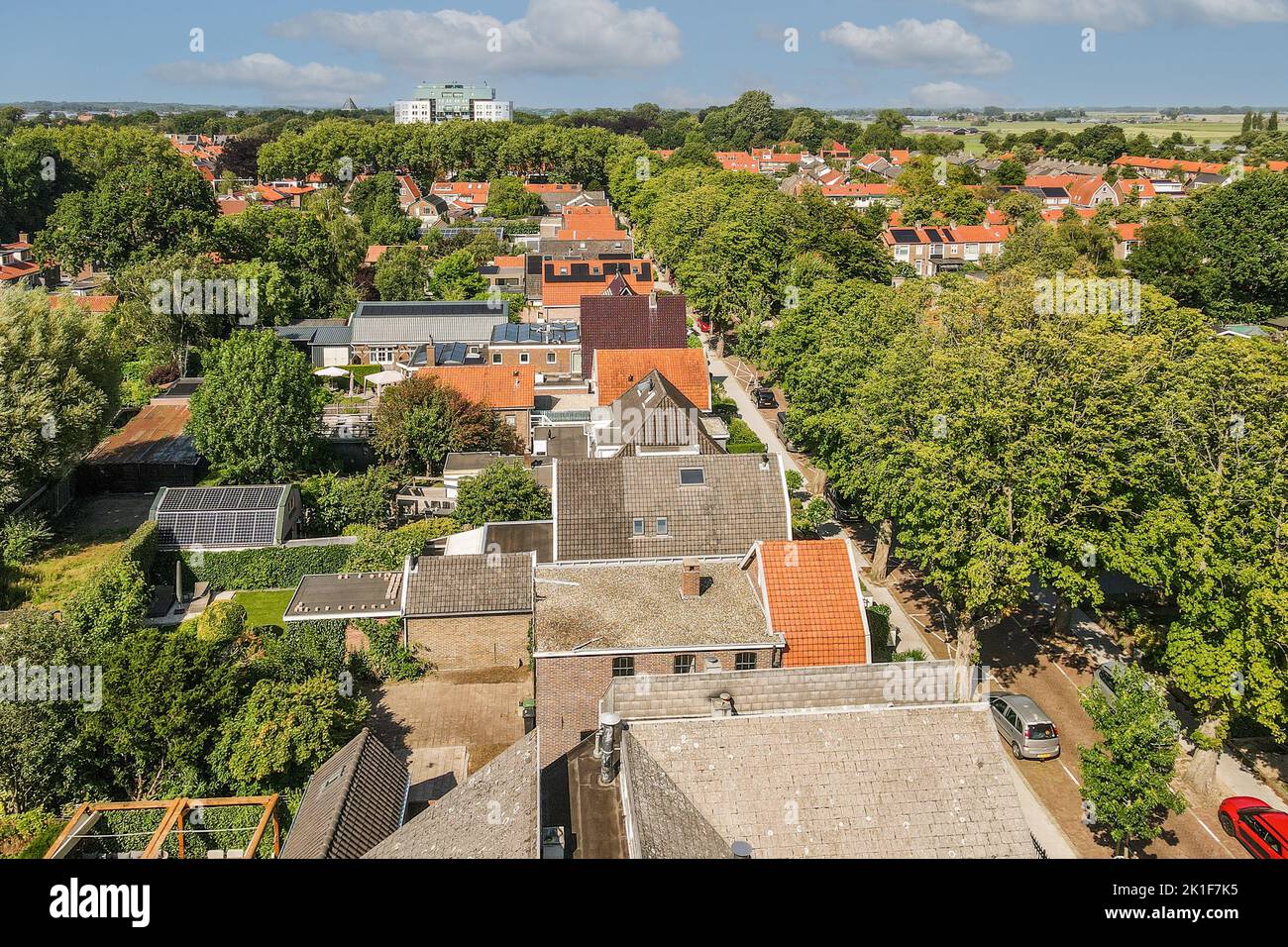 Panoramic view of high rise buildings and trees from height Stock Photo ...