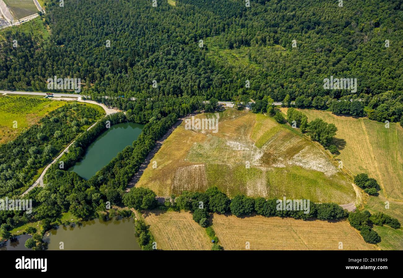 Aerial view, nature reserve Steinbach, slag heap and pond, Gahlen ...
