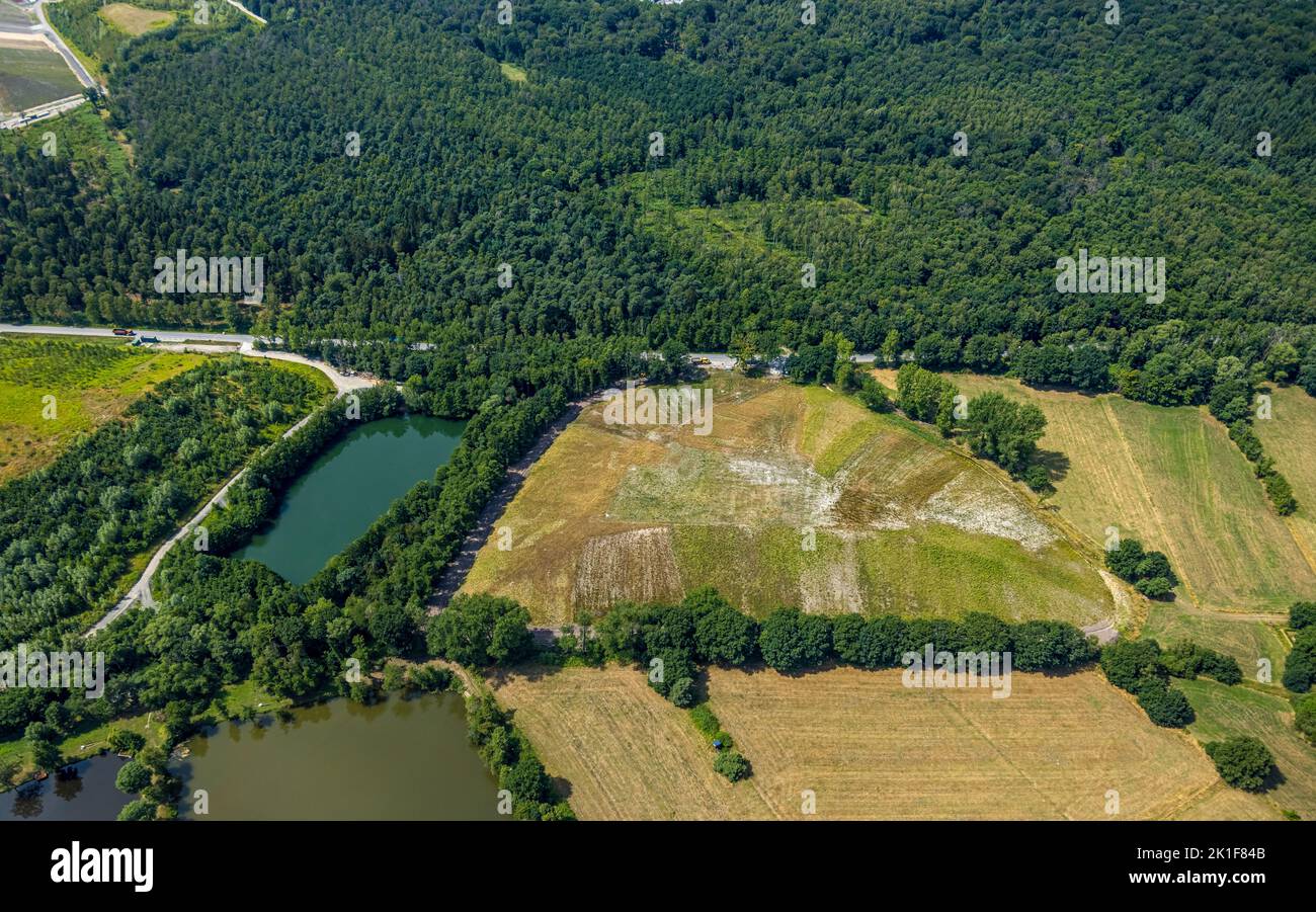 Aerial view, nature reserve Steinbach, slag heap and pond, Gahlen ...