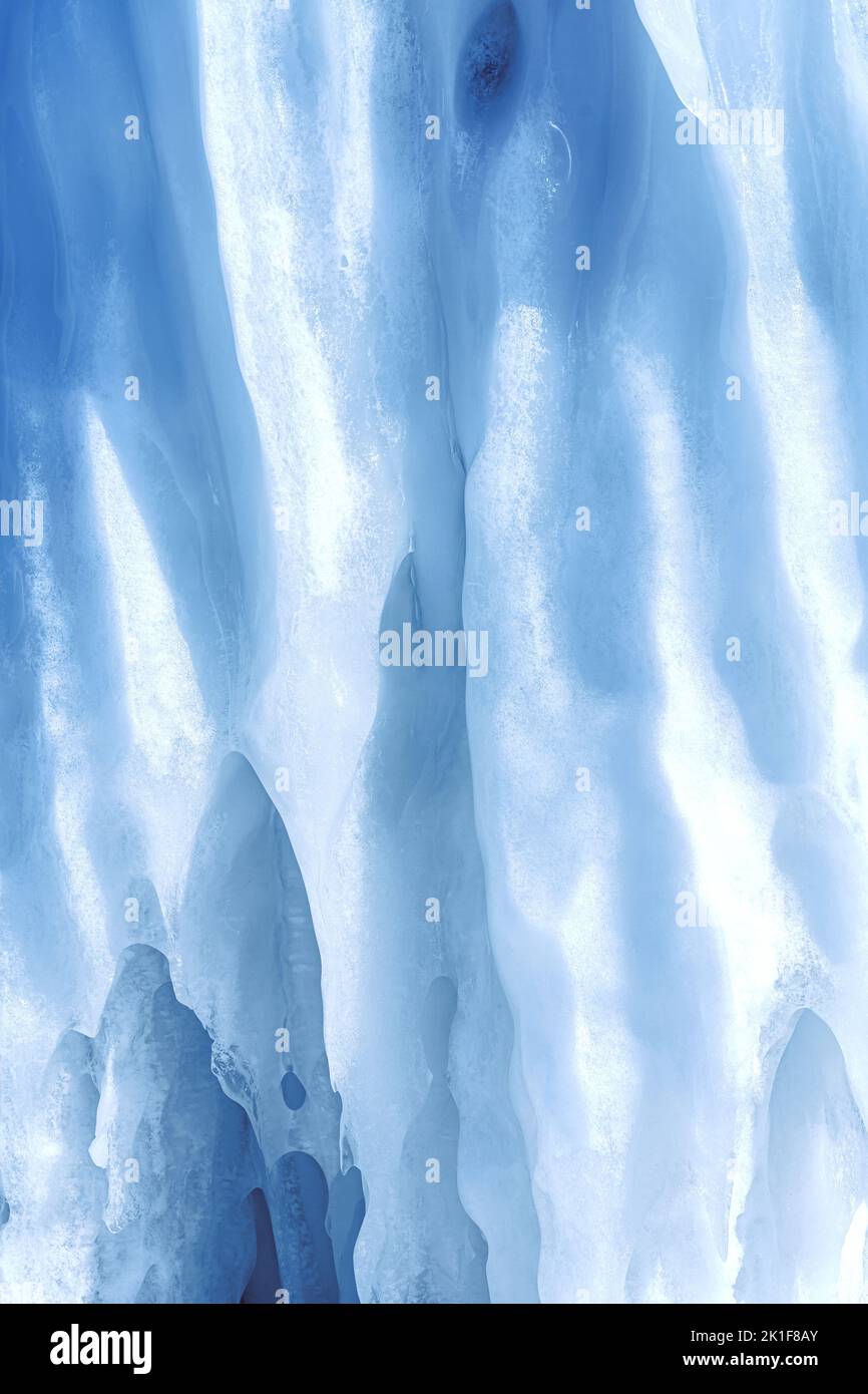 Blue ice and icicles on the rocks of Ogoy island, Baikal lake, Siberia ...