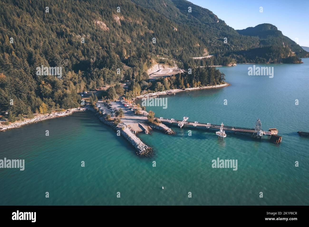 Scenic aerial shot of Porteau Cove Provincial Park near Vancouver ...