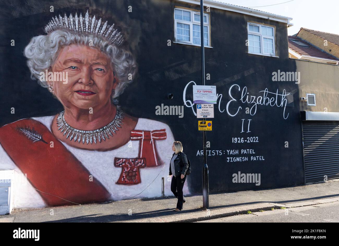 © Jeff Moore A mural tribute to the late Queen Elizabeth II painted on ...