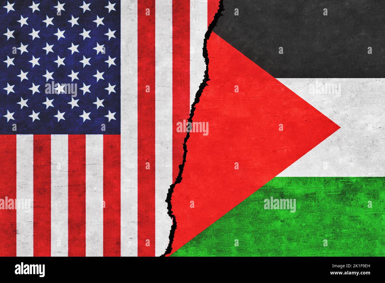 Palestine and United States of America flags together. USA and ...