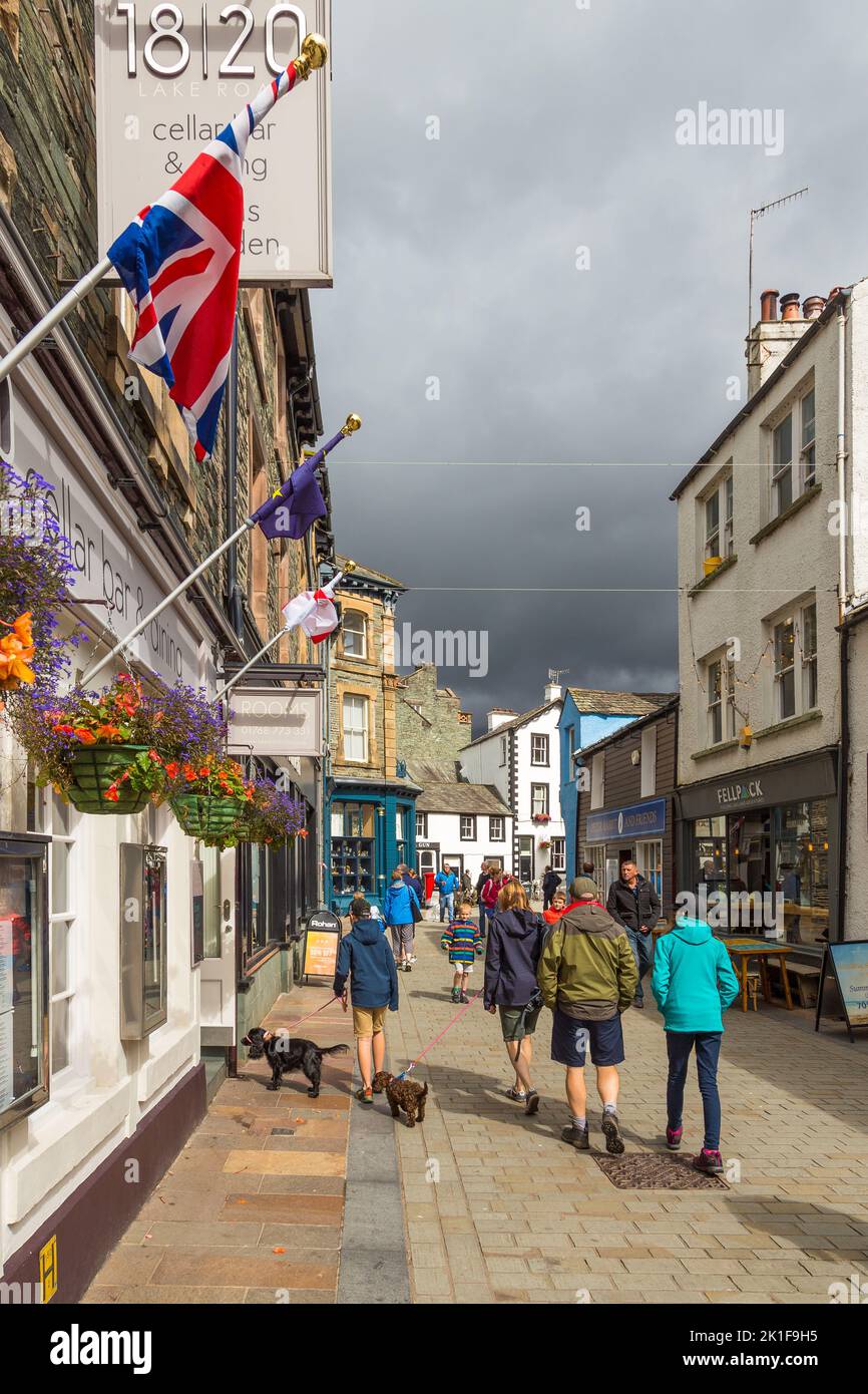 Keswick, Cumbria, UK - 16 August 2018: Historic architecture and ...