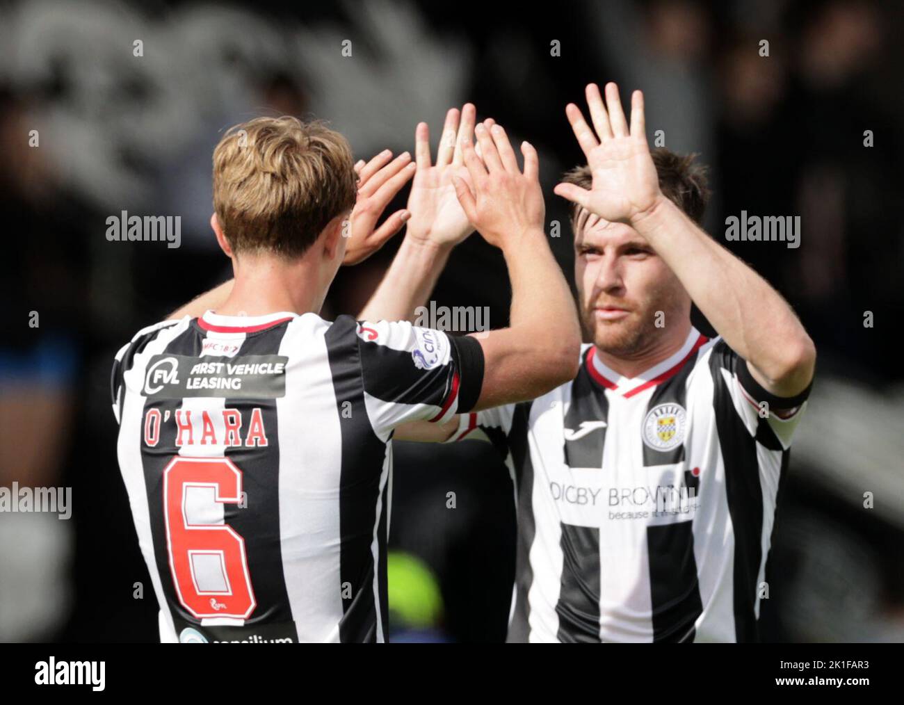 St Mirren's Mark O'Hara (left) celebrates scoring their side's first ...