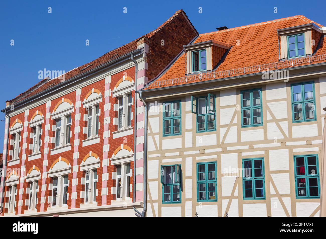 Facades of historic houses in the center of Helmstedt, Germany Stock ...