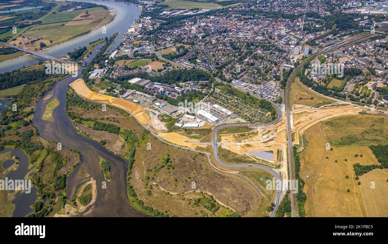Aerial view, Lippe estuary, Lippe floodplain, Büdericher Insel, Lippe ...