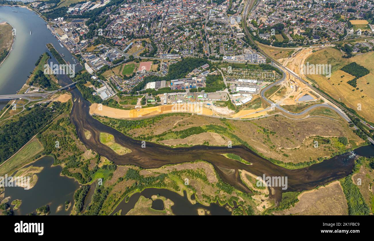 Aerial view, Lippe estuary, Büdericher Insel, Wesel, Lower Rhine, North ...