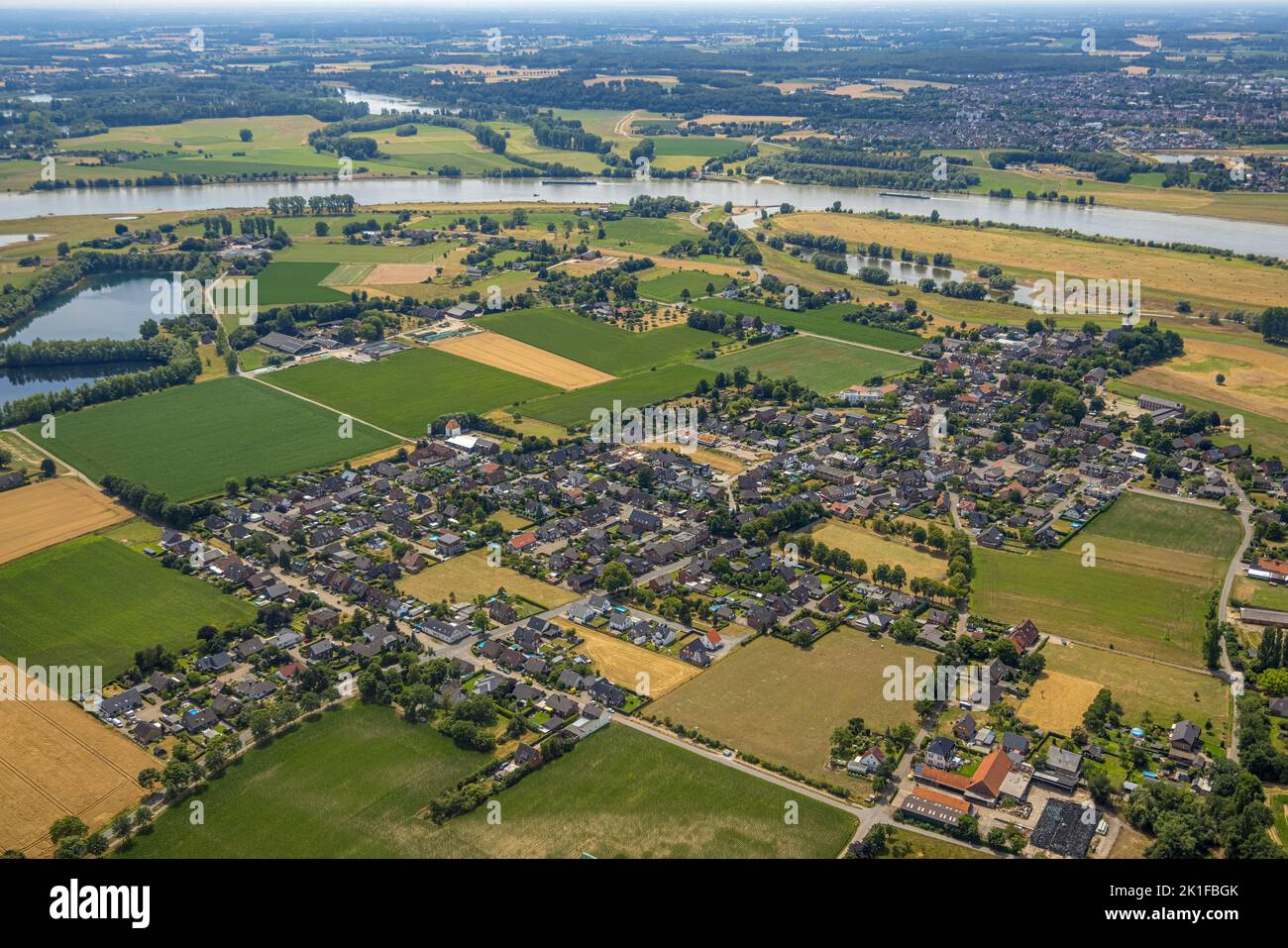 Aerial view, view district Bislich, Wesel, Lower Rhine, North Rhine ...