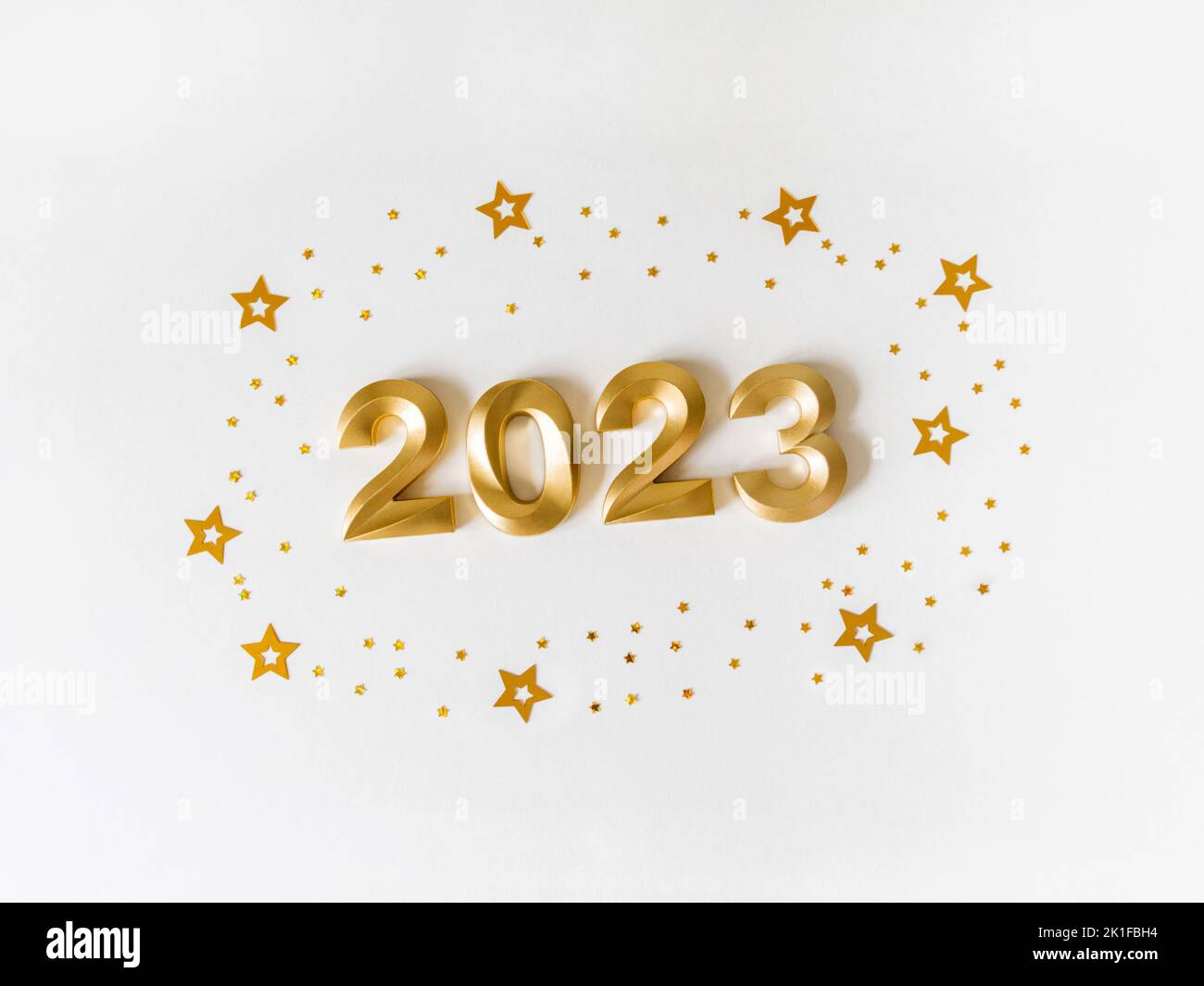 Greeting card - happy new year with numbers 2023, gold and black ...