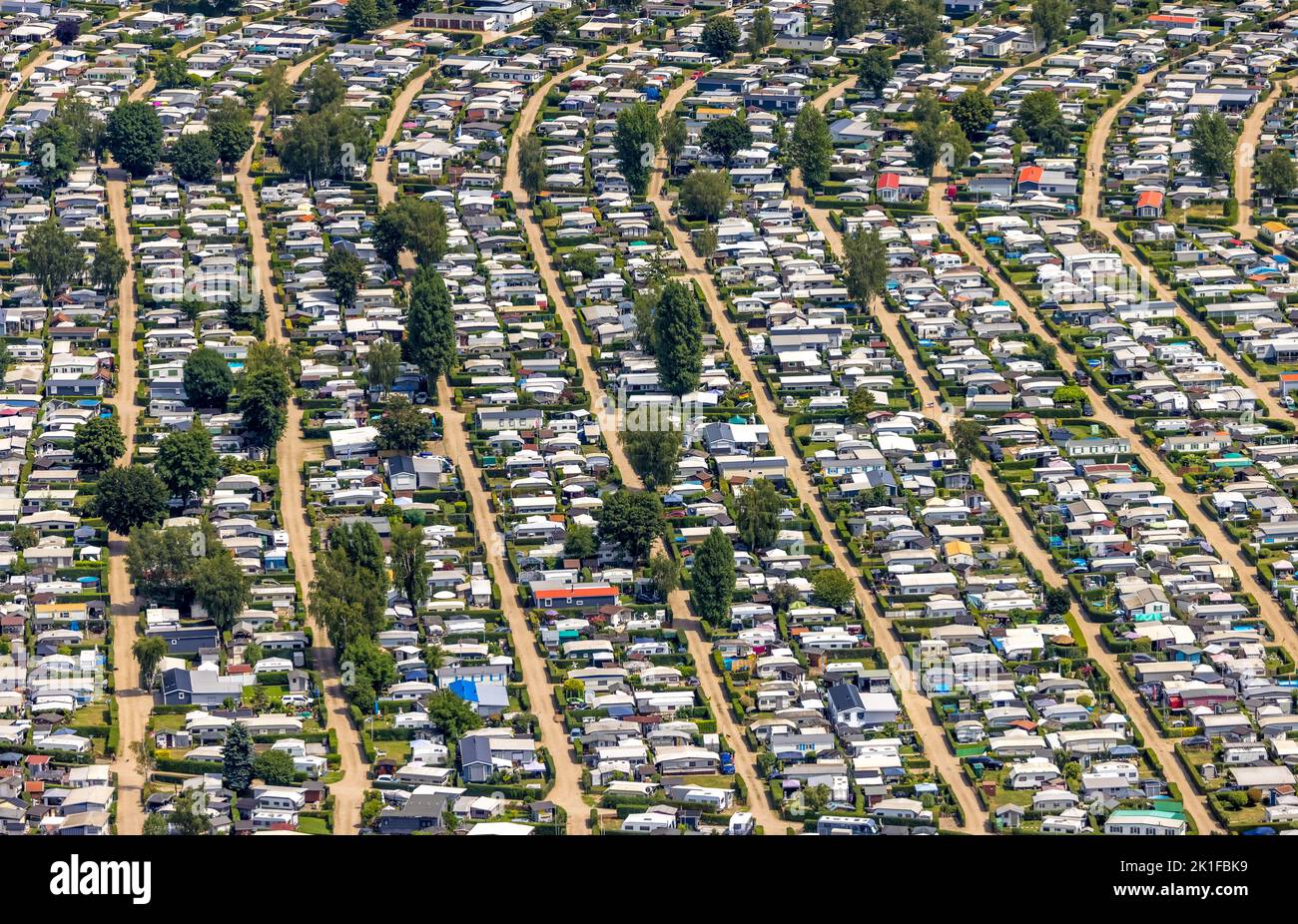 Aerial view, camping Grav Insel on the river Rhine, Flürener Feld ...