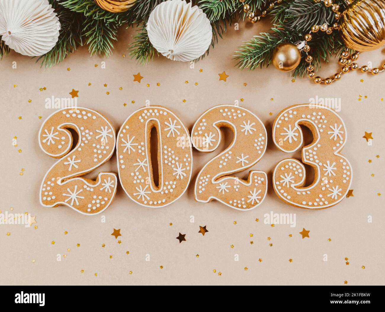 Gingerbread cookies in the form of numbers, gingerbread New Year 2023 ...