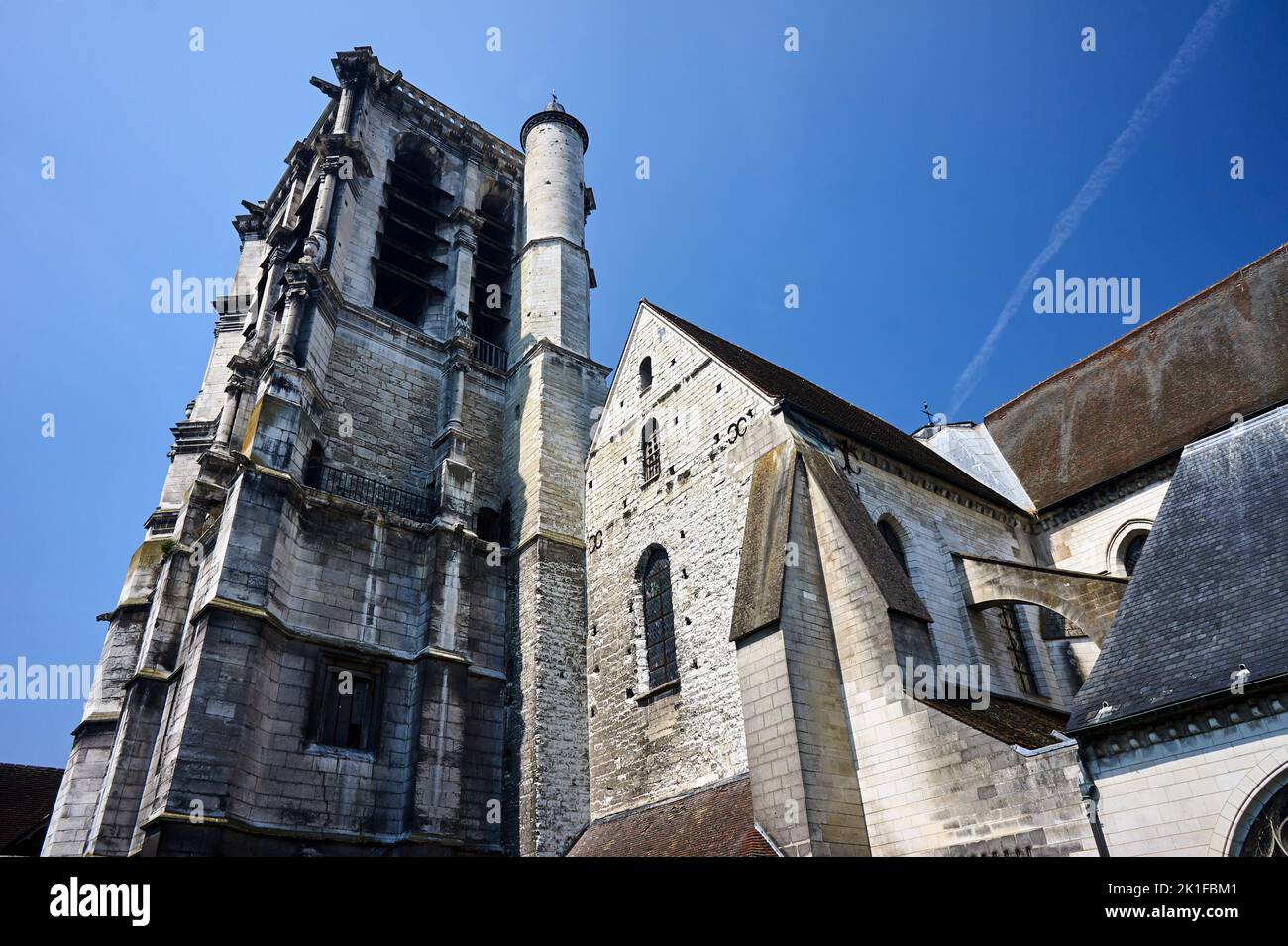 Stone tower of the historic church in Troyes, France Stock Photo - Alamy