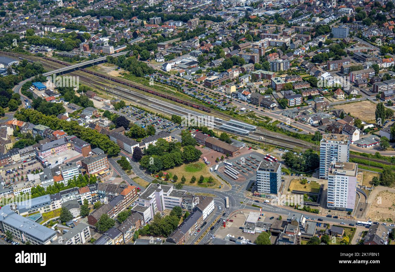 Aerial view, Wesel train and bus station, Wesel, Lower Rhine, North ...