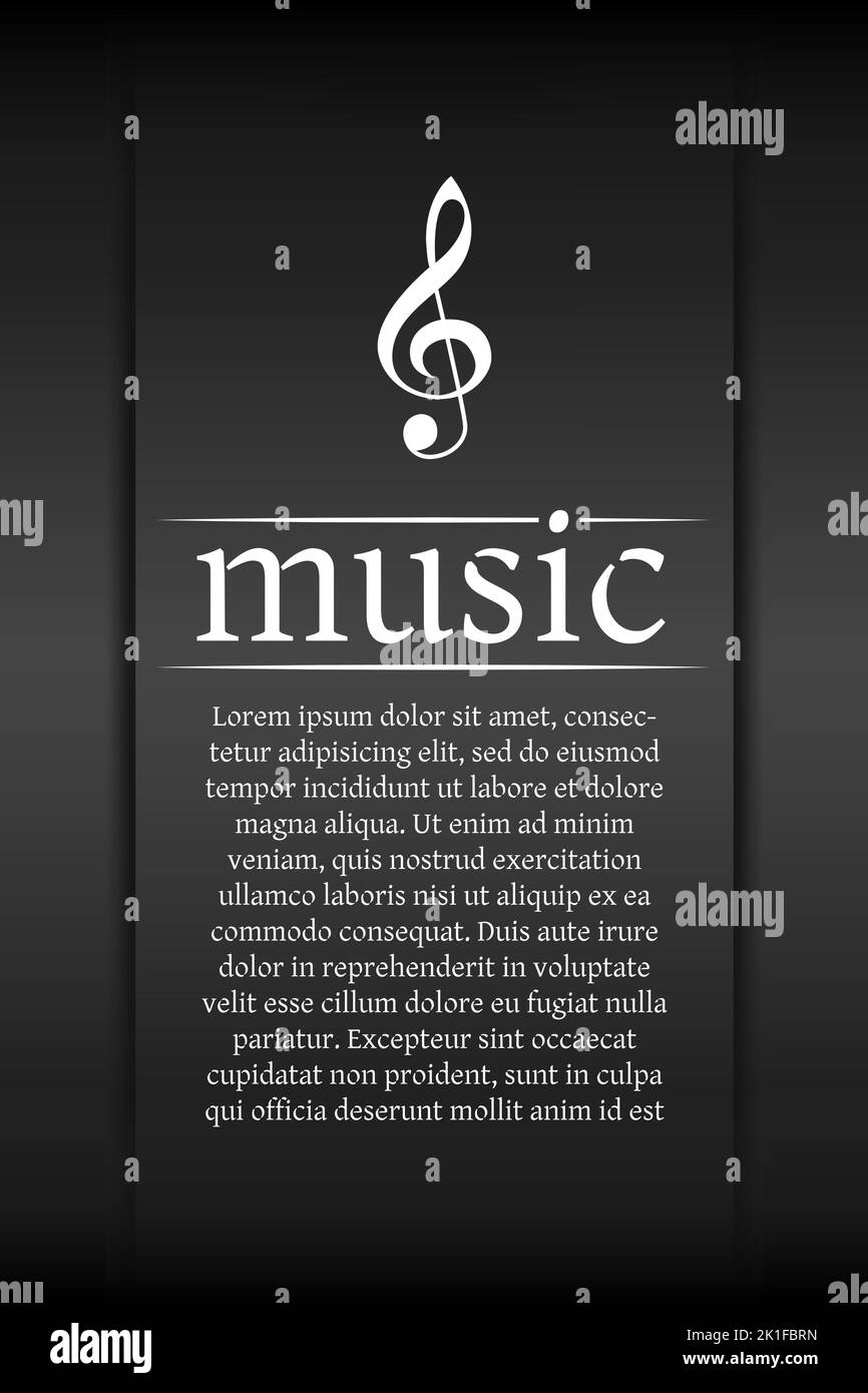 Music banner with shadow. Musical background with clef. Place for your ...