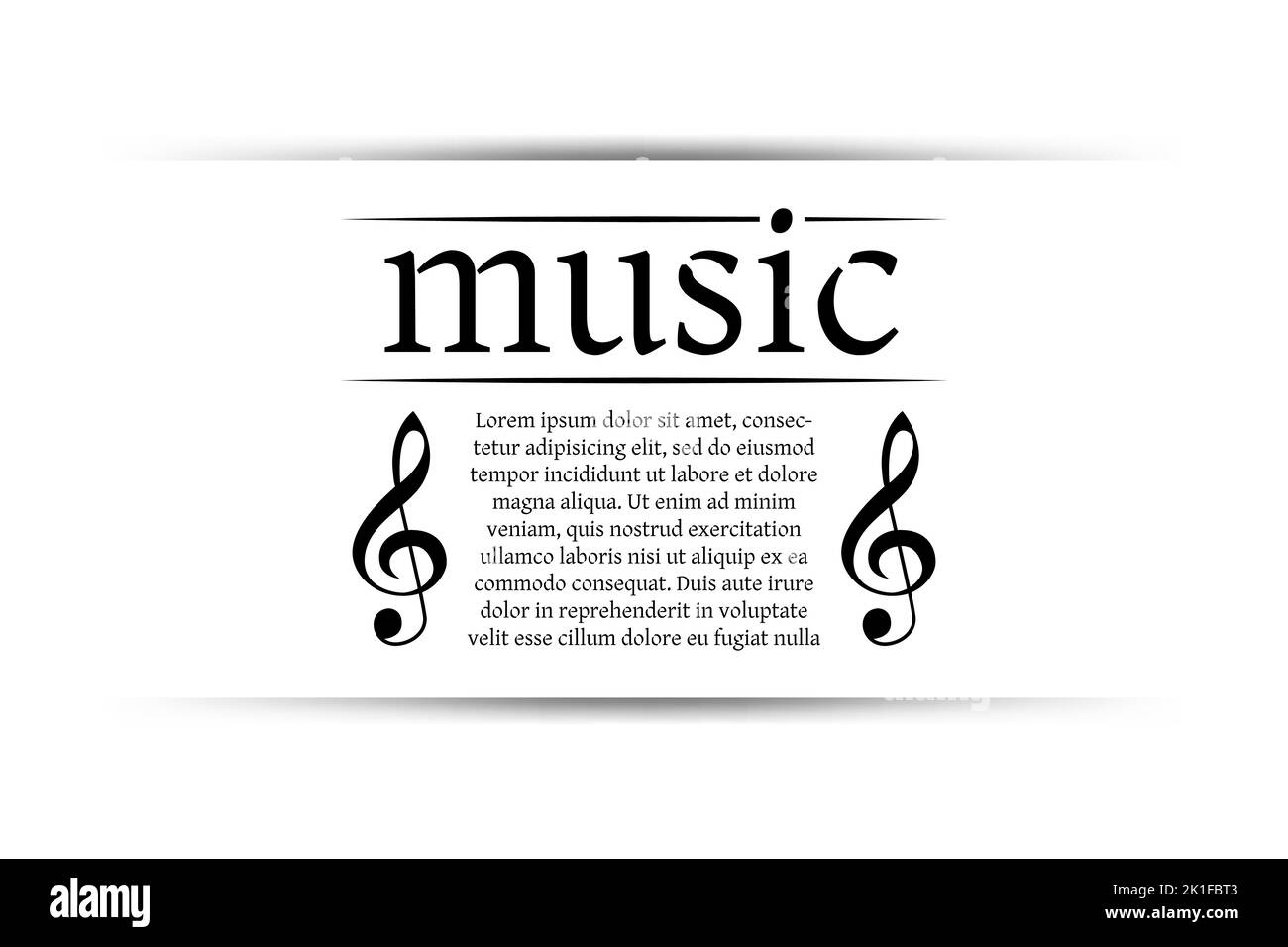 Music banner with shadow. Musical background with clef. Place for your ...