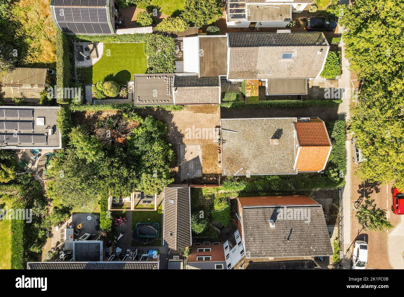 Panoramic view of high rise buildings and trees from height Stock Photo ...