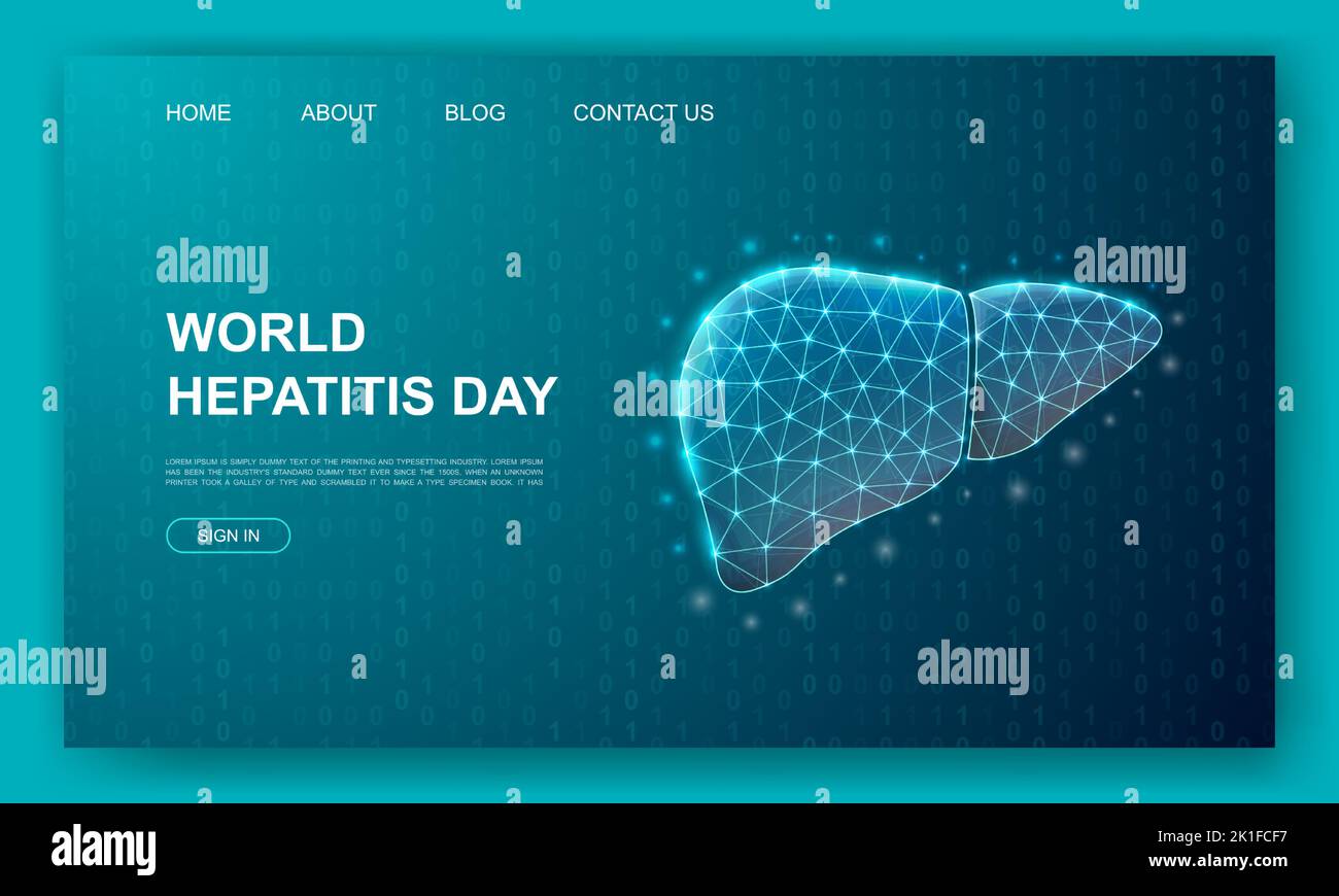Liver 3d polygonal website template. Hepatitis design illustration ...