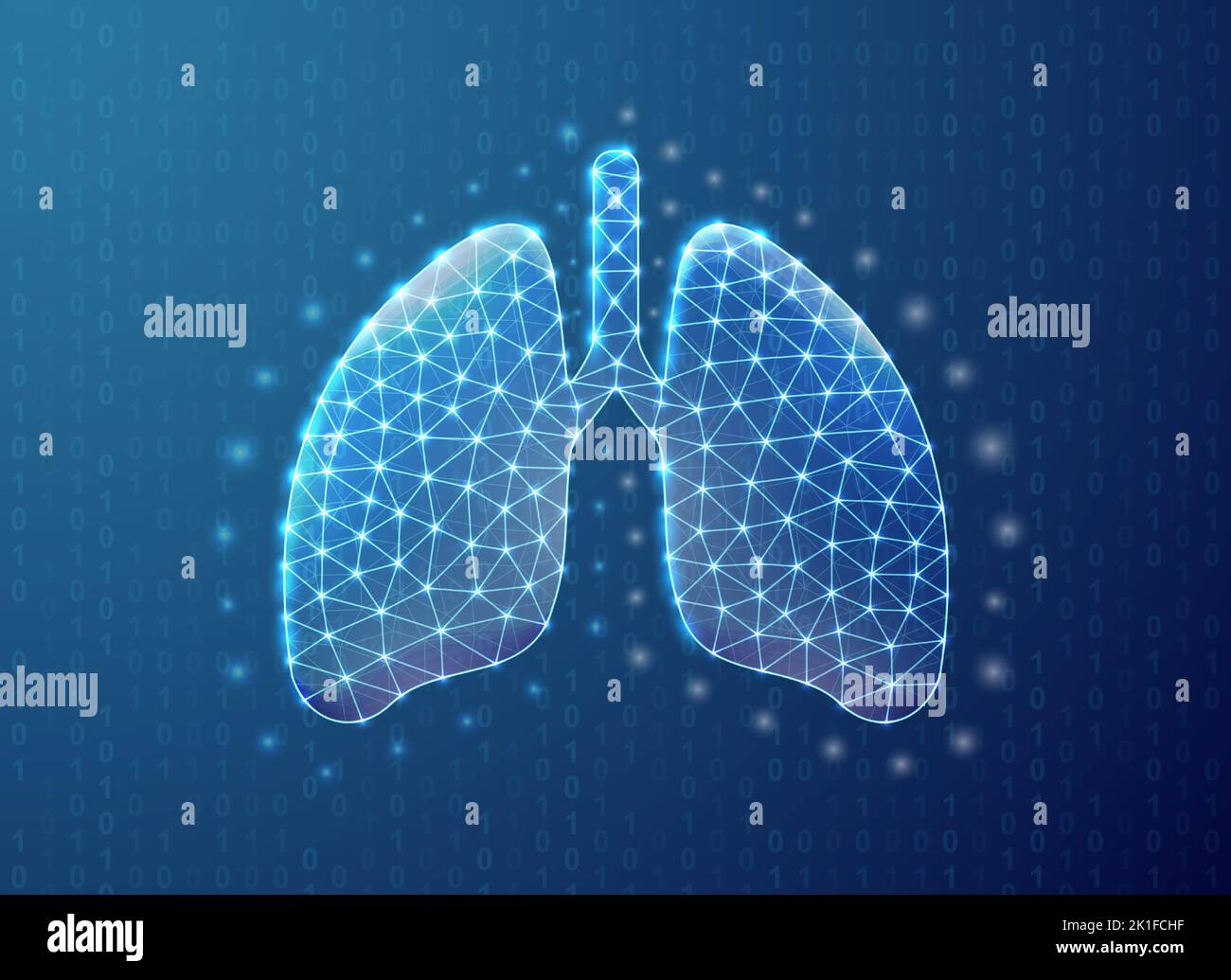 Lungs polygonal symbol with binary code background. Reproductive system ...