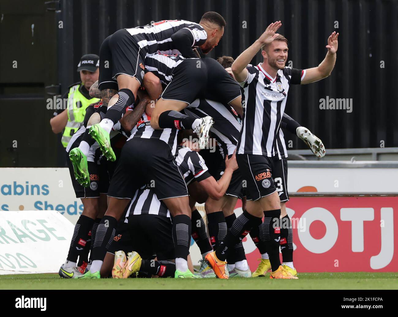 St Mirren's Jonah Ayunga celebrates scoring their side's second goal of ...