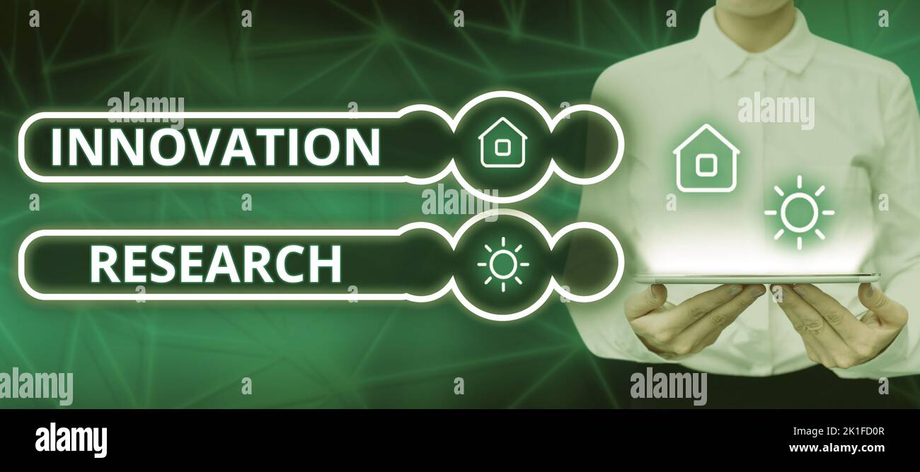 Inspiration showing sign Innovation Research. Business showcase ...