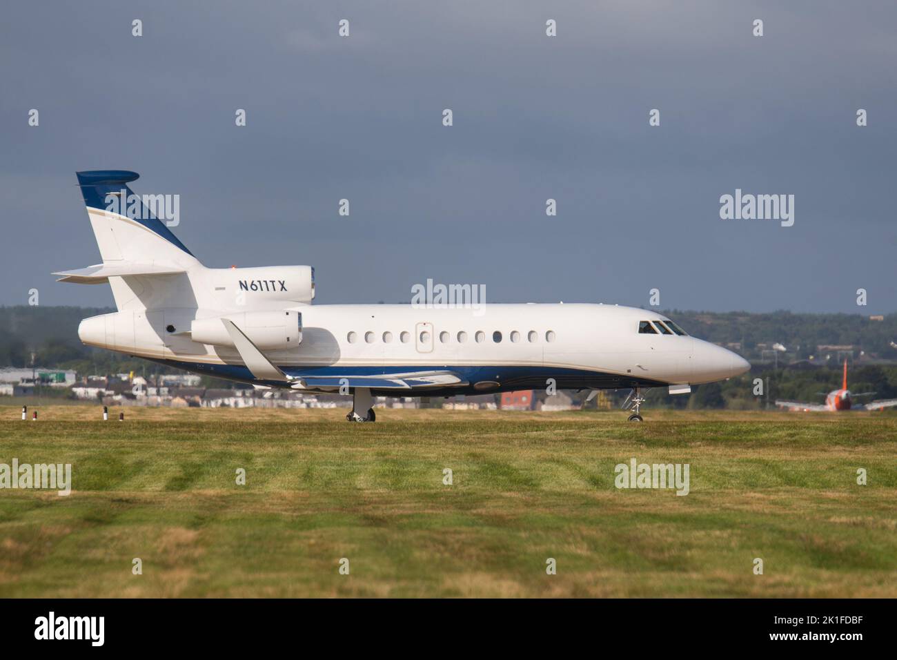 A closeup of an easy jet plane departing at Edinburgh Airport, Scotland ...