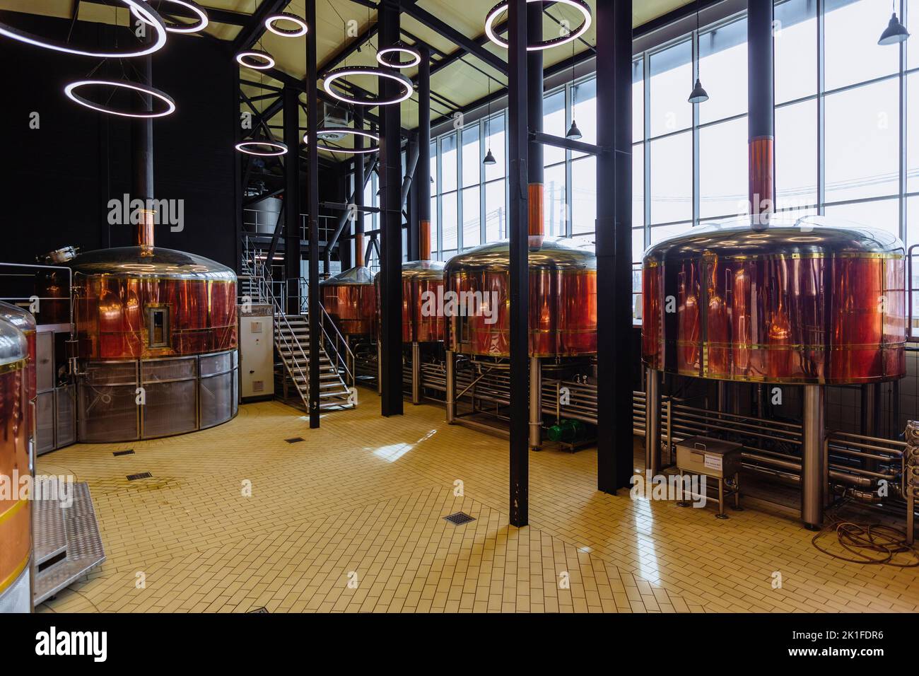 Modern brewery. Crafr beer production line Stock Photo - Alamy