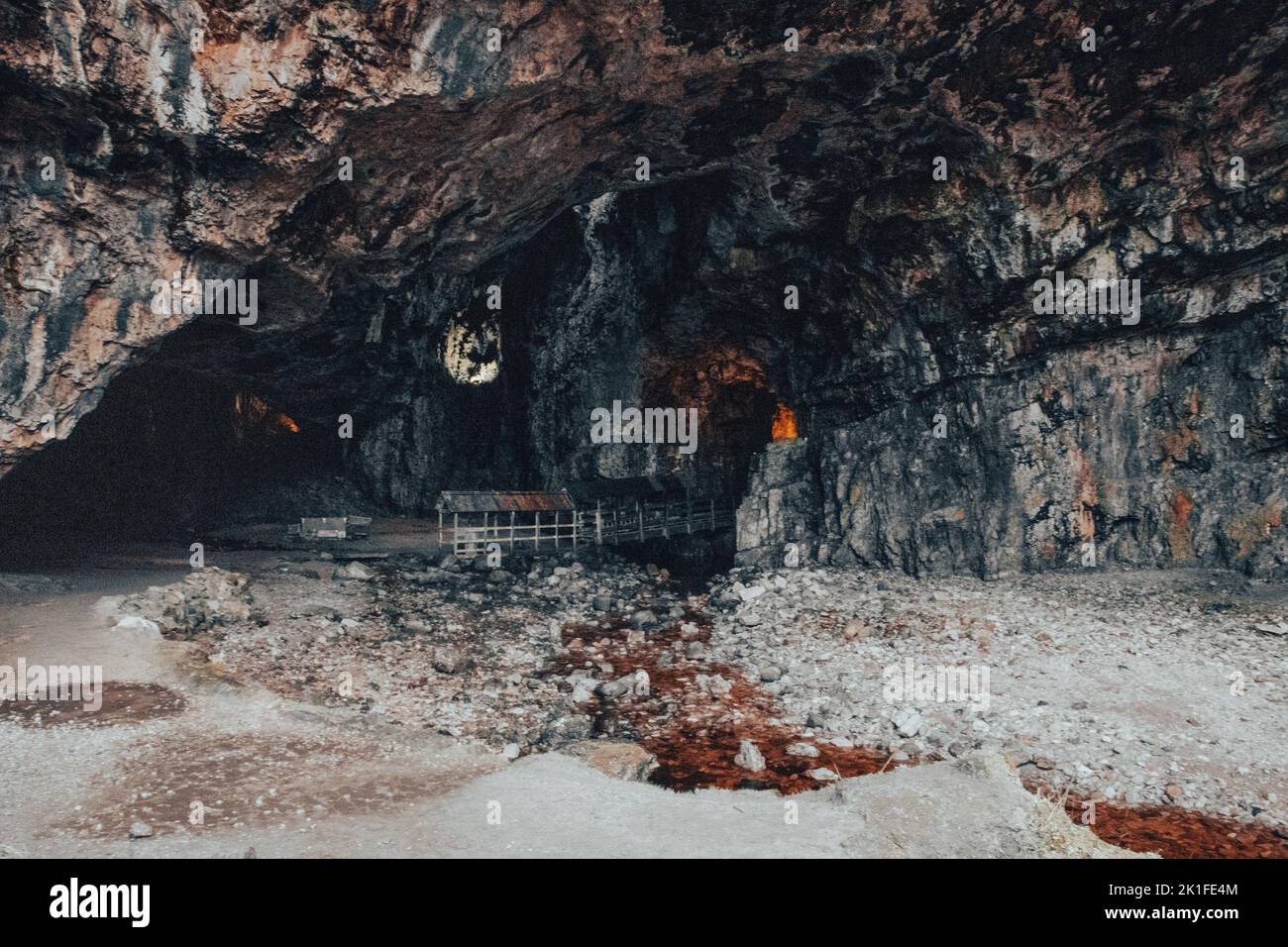 A scenic view of Smoo cave with combined sea cave and freshwater cave ...
