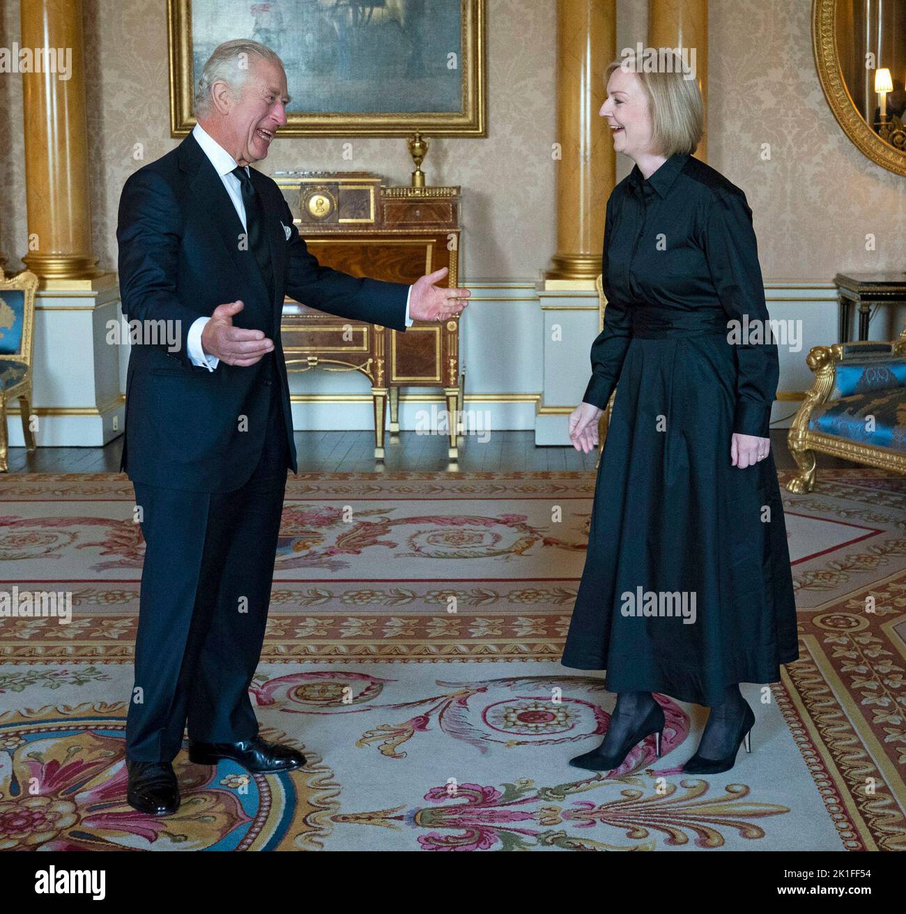 King Charles III receives Prime Minister Liz Truss in the 1844 Room at ...