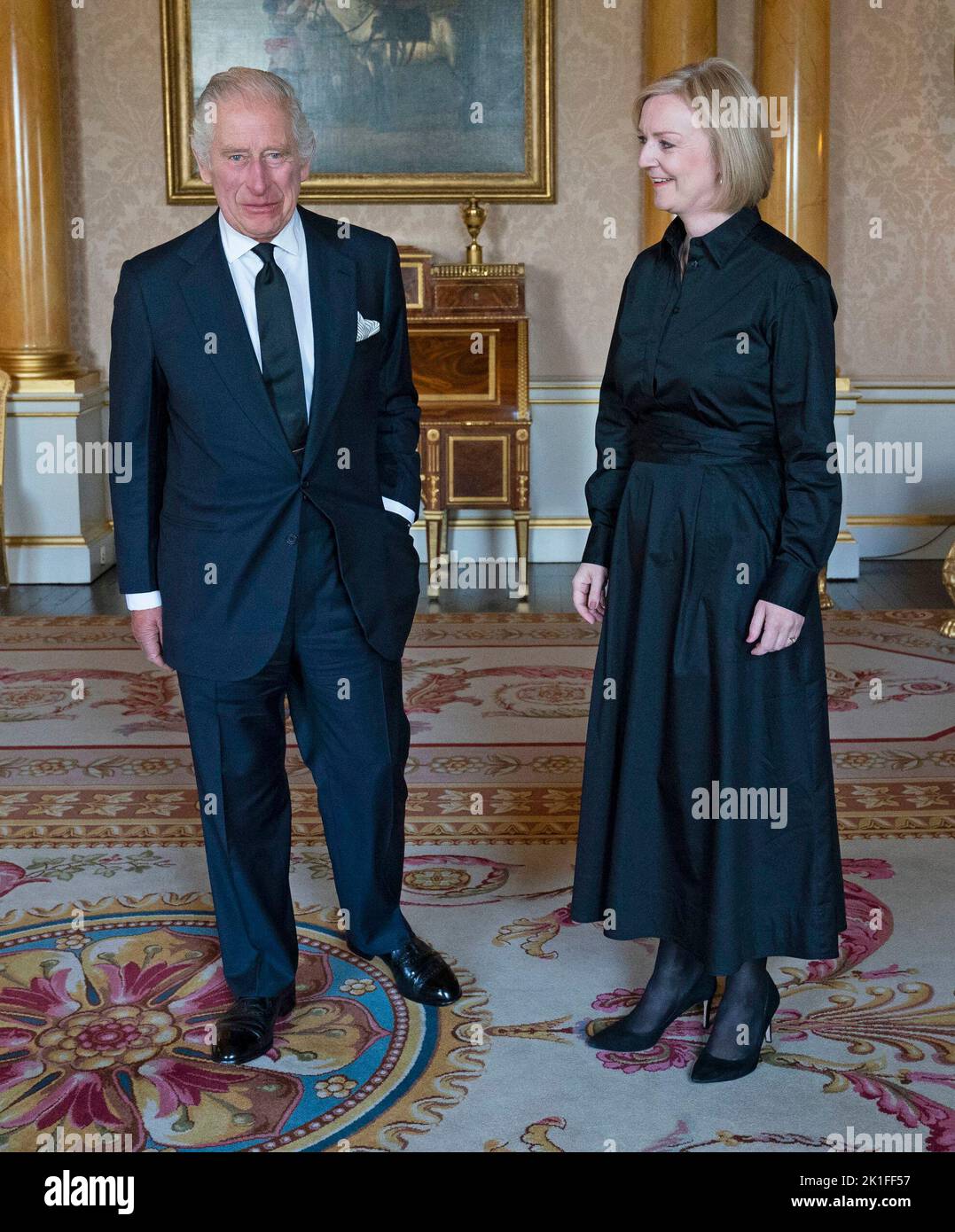 King Charles III receives Prime Minister Liz Truss in the 1844 Room at ...