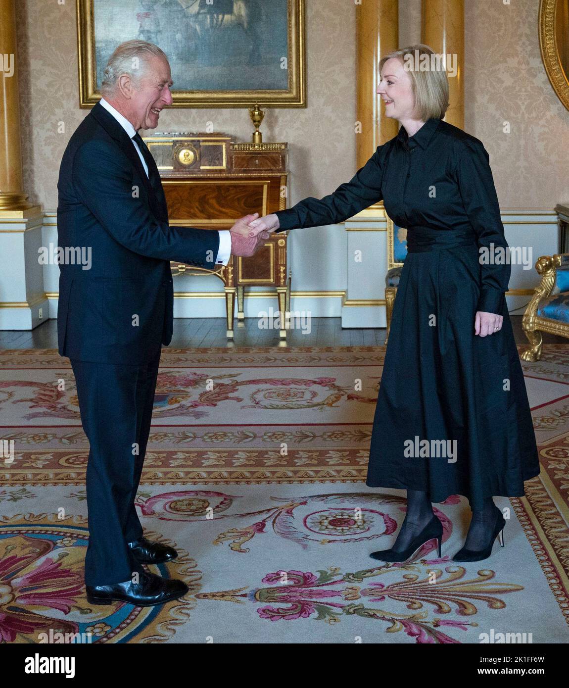 King Charles III receives Prime Minister Liz Truss in the 1844 Room at ...