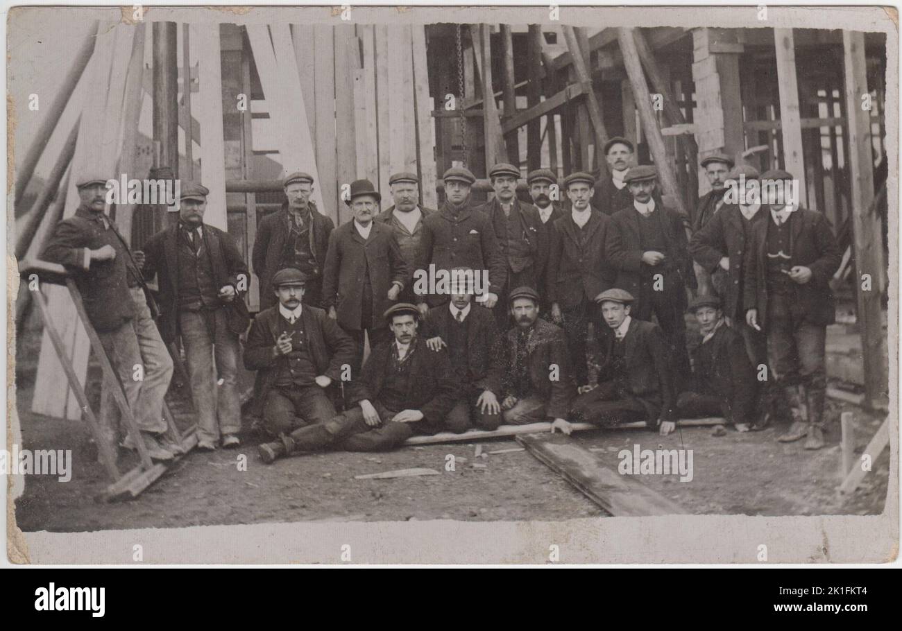 Hull dockers or ship builders, early 20th century. Photographic ...