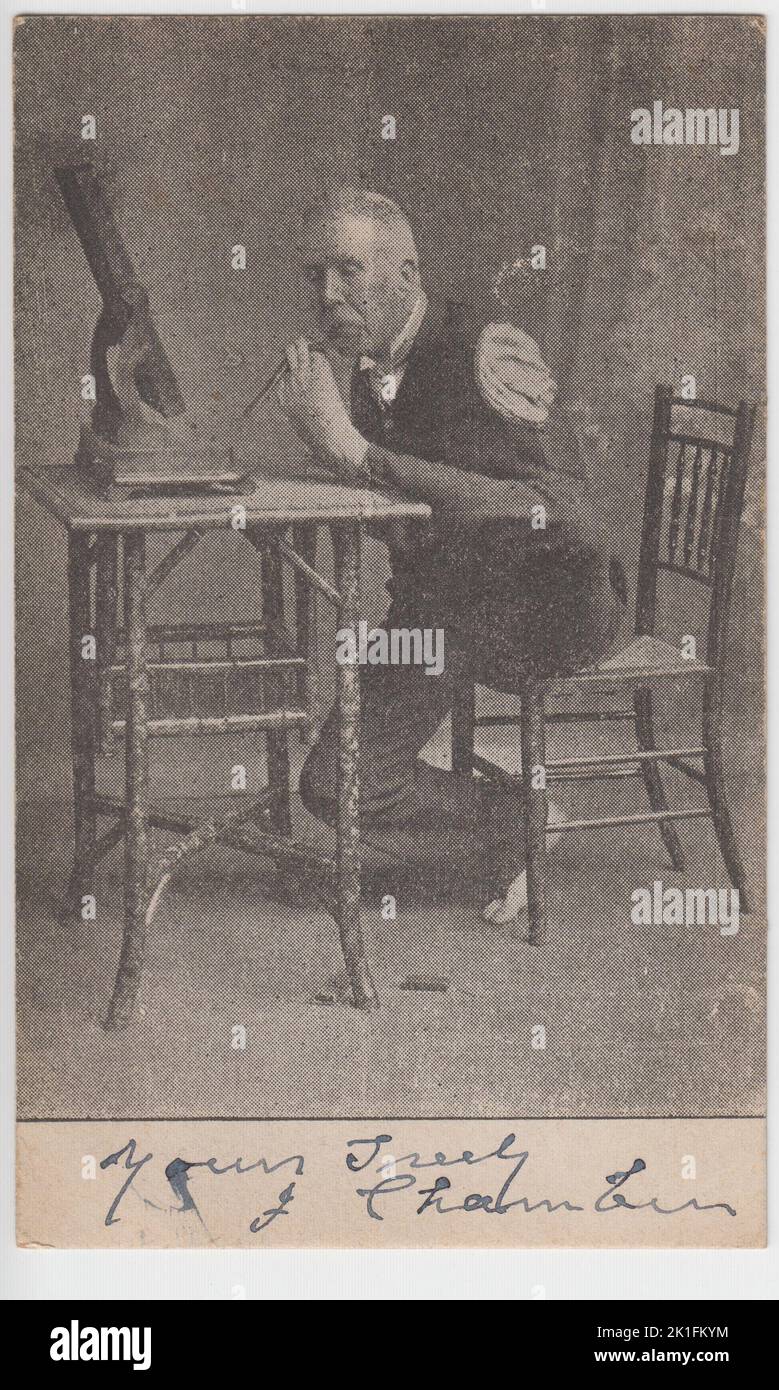 "Yours Truly F Chambers": early 20th century postcard showing an older ...