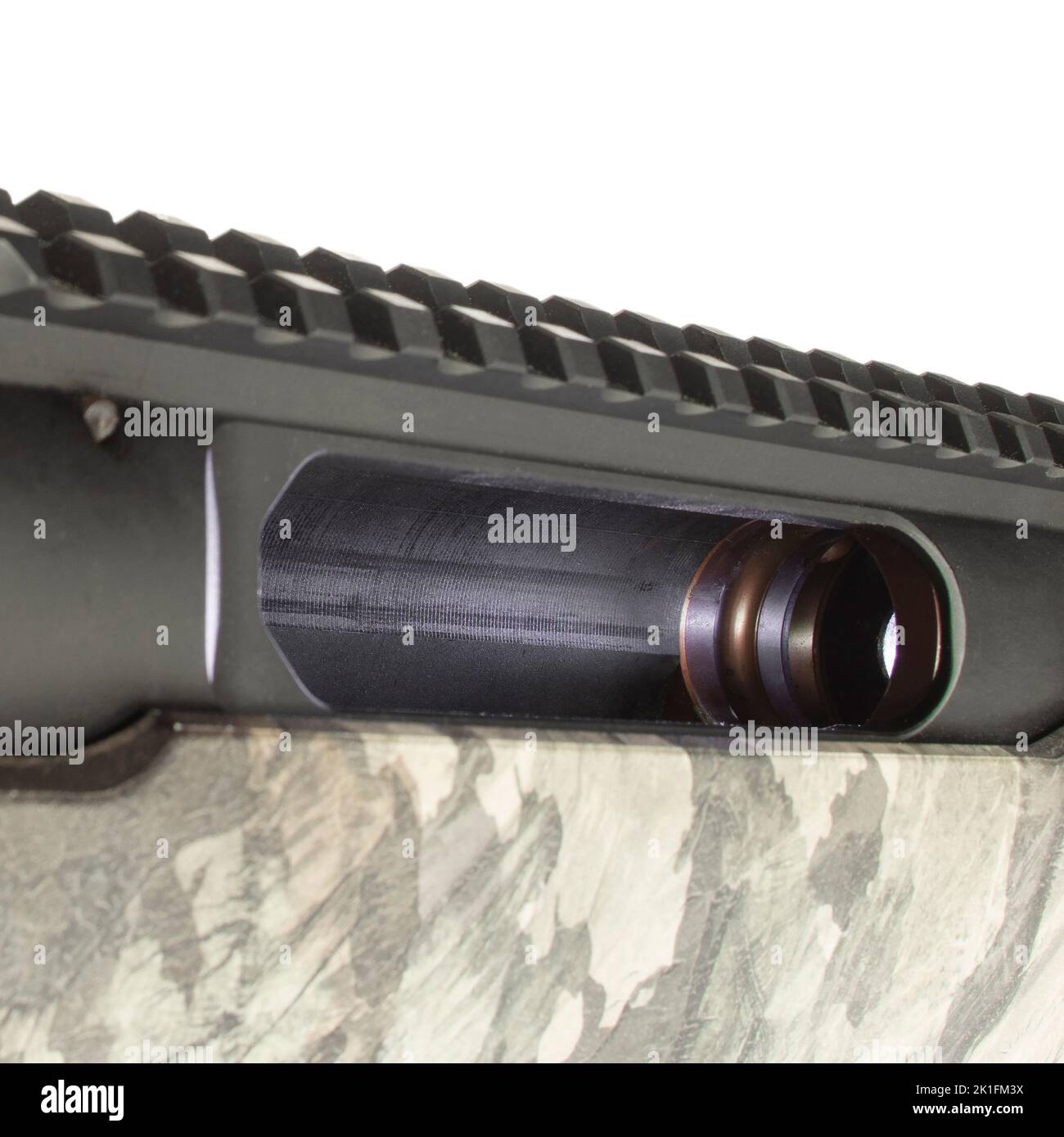 Gun chamber with no ammo inside isolated on white Stock Photo - Alamy