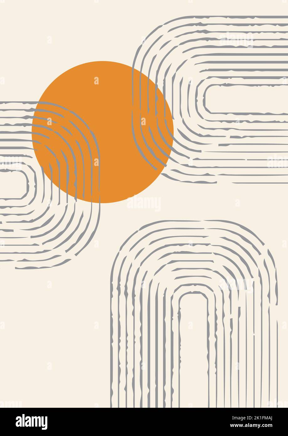 Abstract poster with arches in boho style illustration Stock Vector ...