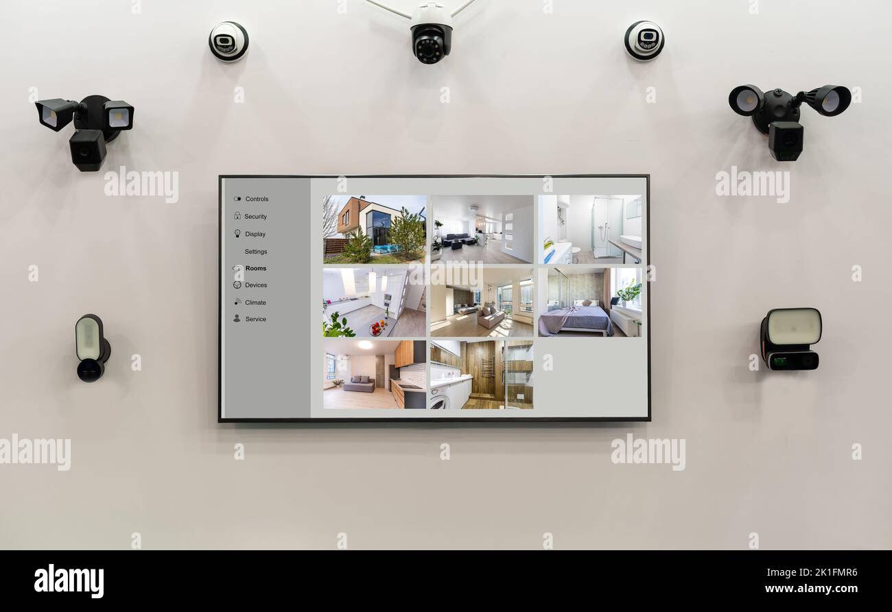 different types of cameras with an apartment monitor Stock Photo - Alamy